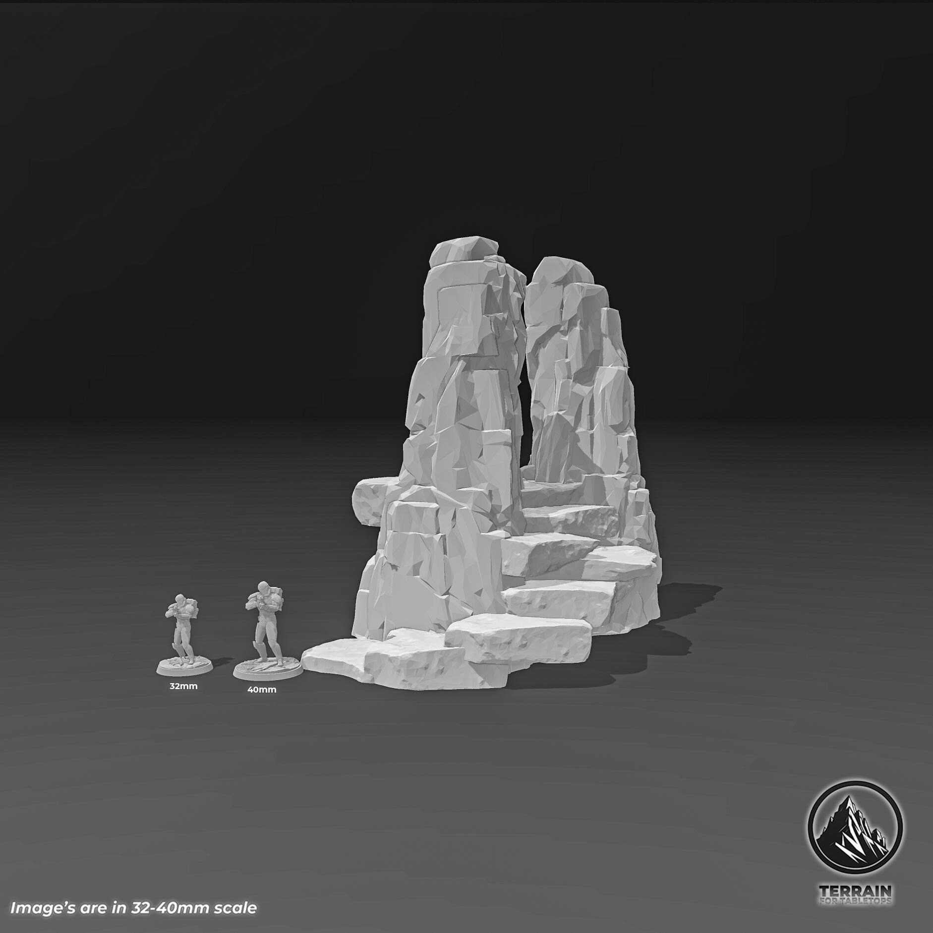 Large Cliff Pillars With Platform - Tabletop Terrain, Compatible With ...