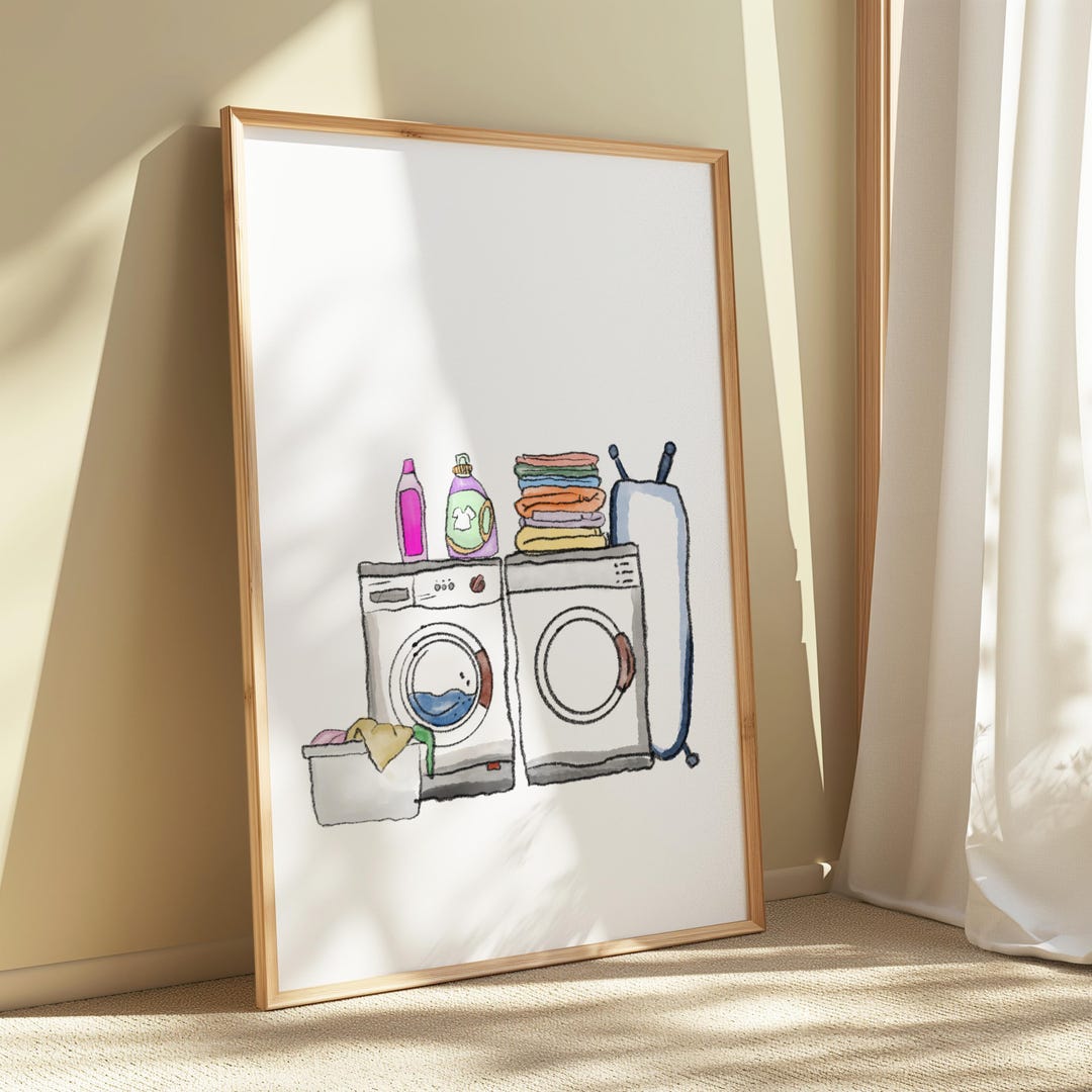 Laundry Room Wall Art, Watercolor Print, Housewife Wall Art, Washer ...