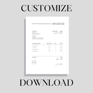 Minimalist Invoice Template Canva, Small Business Invoice Editable ...