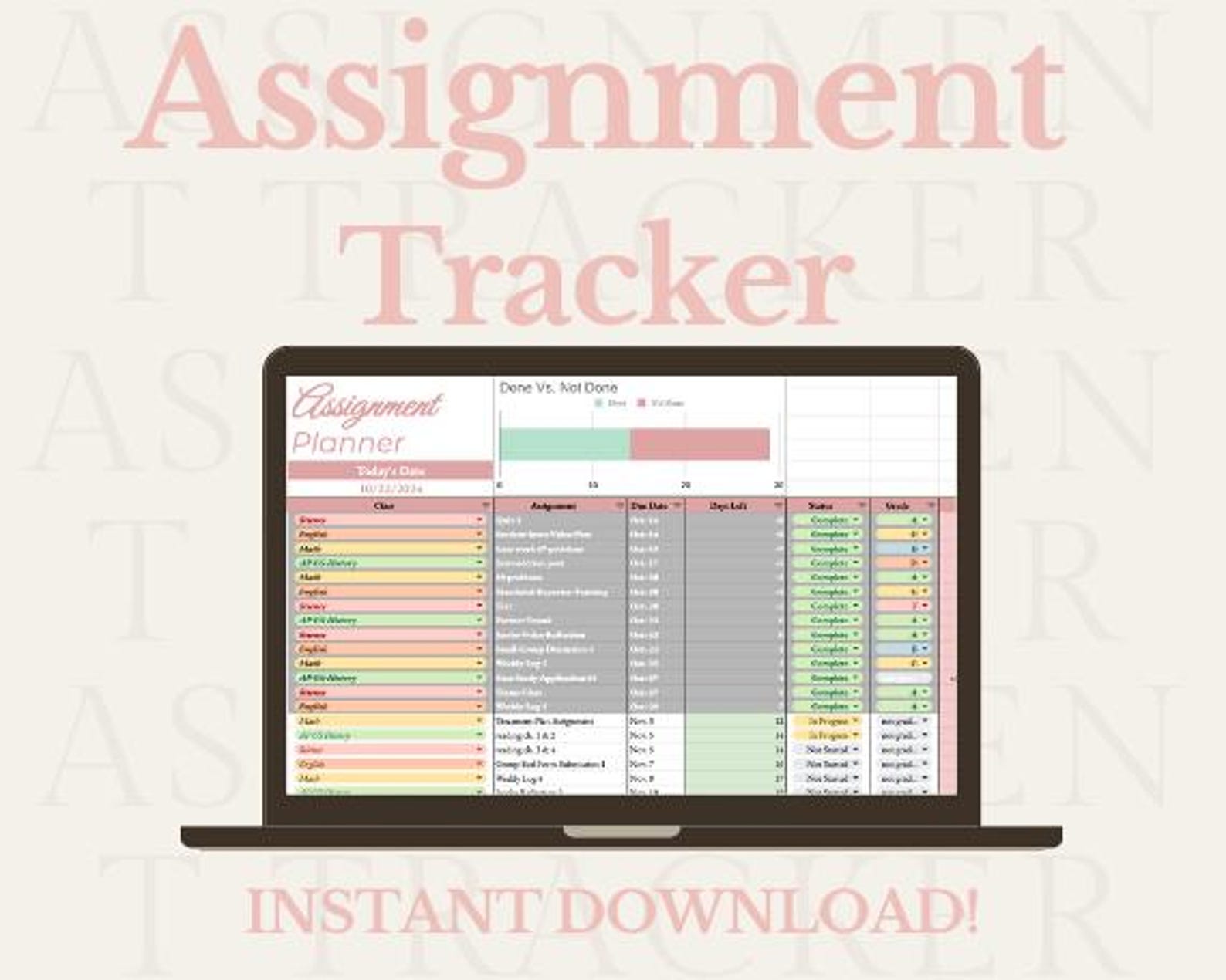 Assignment Tracker, Student Assignment Tracker, Assignment Planner ...