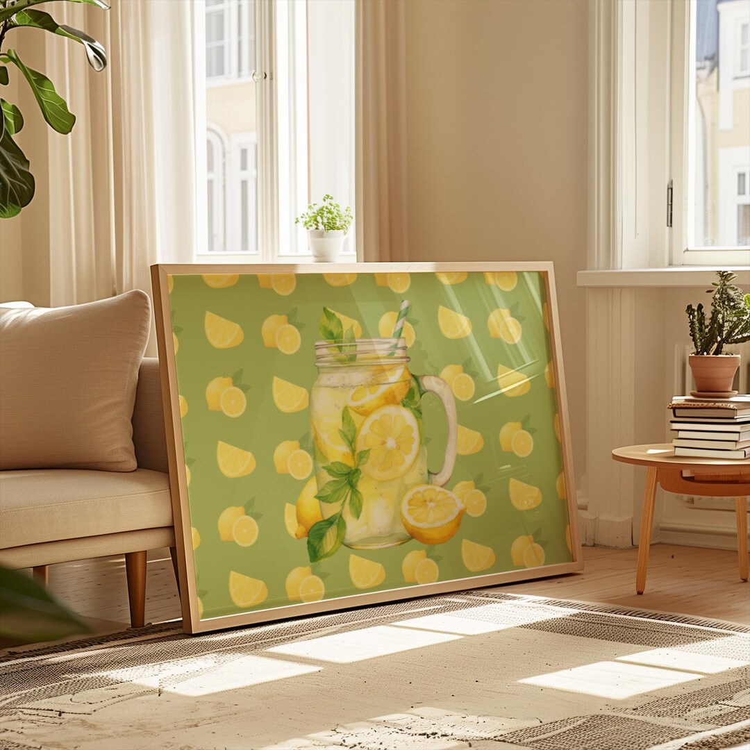 Lemonade Print, Lemonade Wall Art, Glass of Lemonade, Lemons Wall Art ...