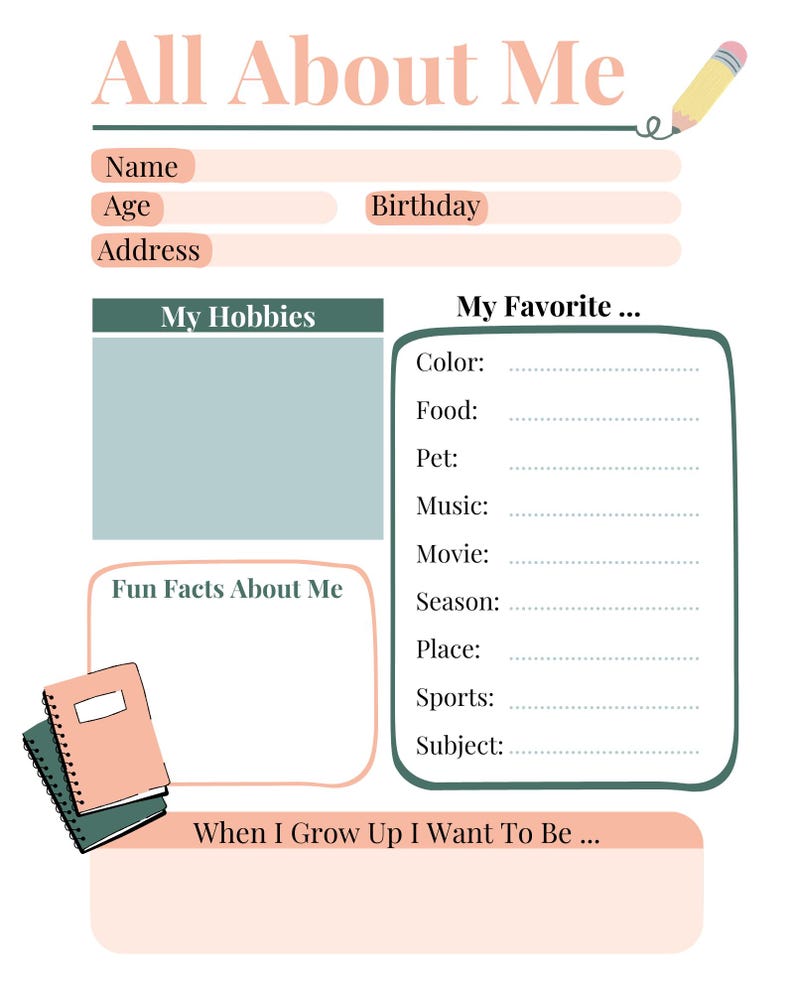 All About Me, Back to School, Kindergarten, Get to Know Me, All About ...