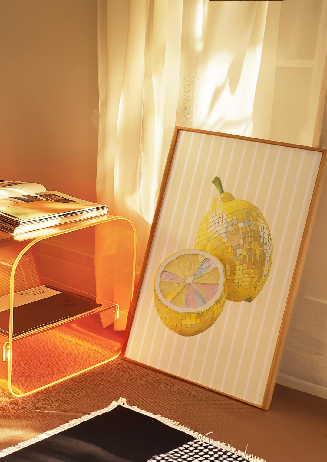 Disco Fruit Wall Art, Disco Lemon Print, Disco Print, Retro Wall Art ...