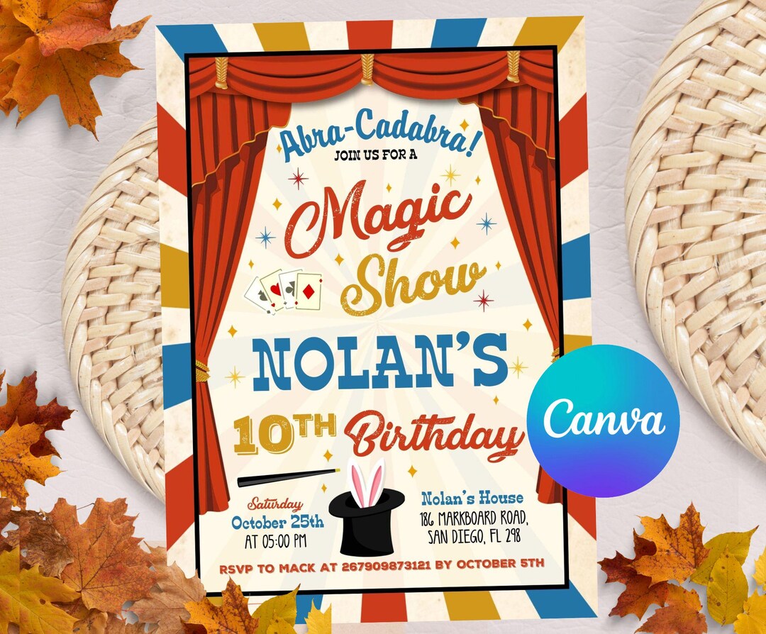 Magic Birthday Party Invitations, Magic Party Invitation, Magic Show ...