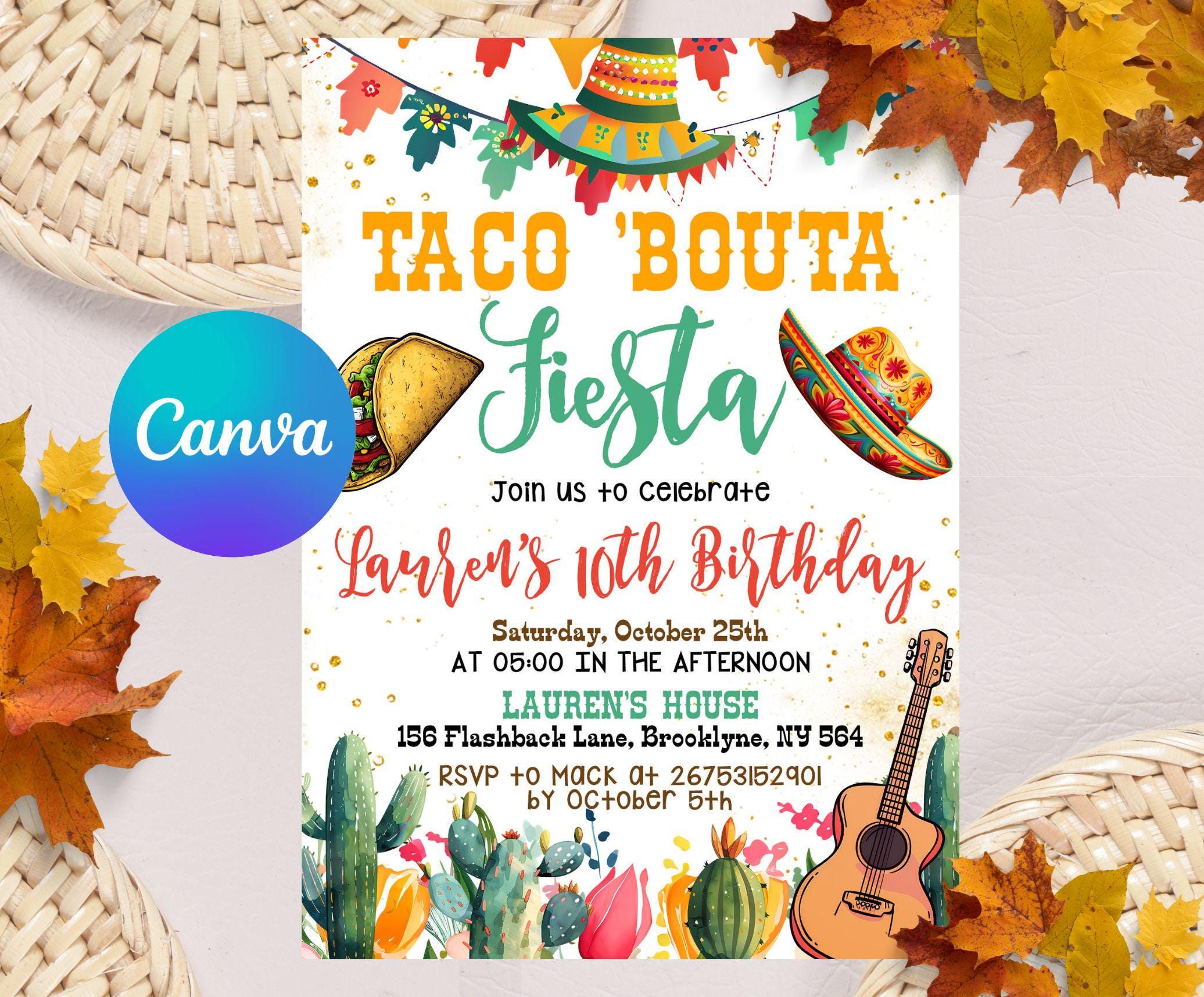 Fiesta Birthday Invitation, Fiesta Invitation, Mexican Theme Invitation ...