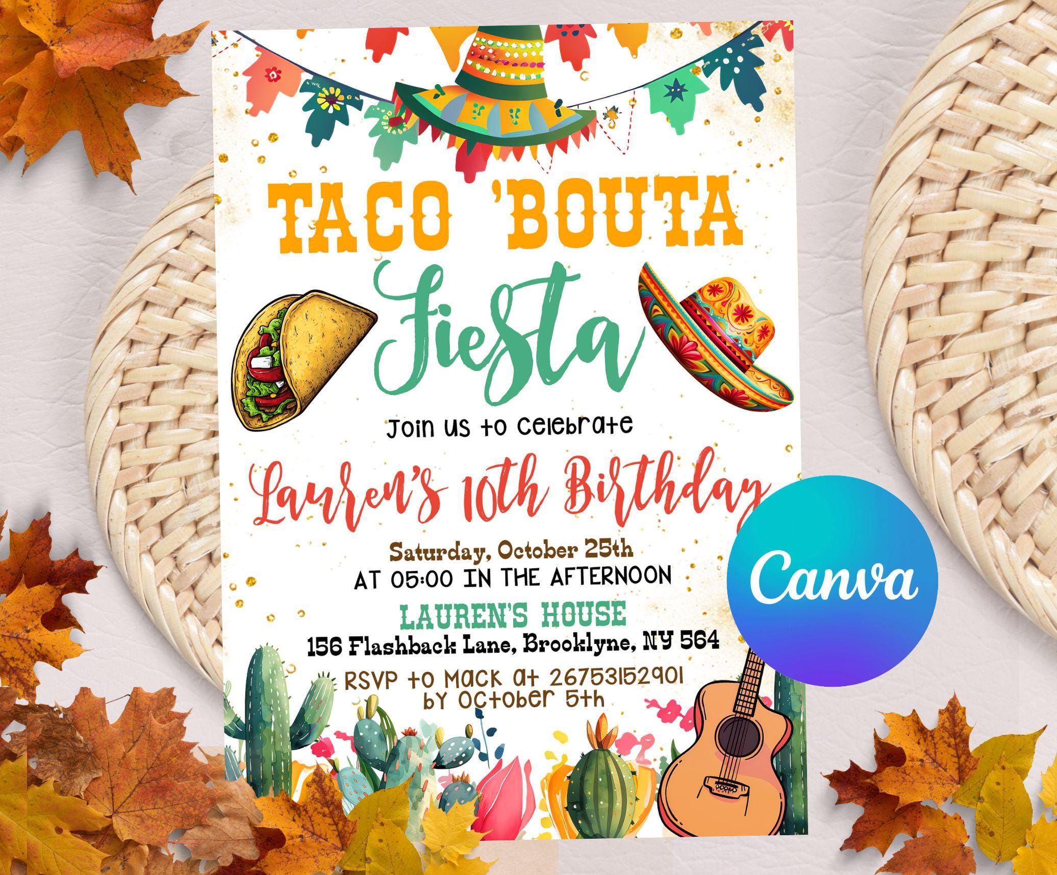 Fiesta Birthday Invitation, Fiesta Invitation, Mexican Theme Invitation ...