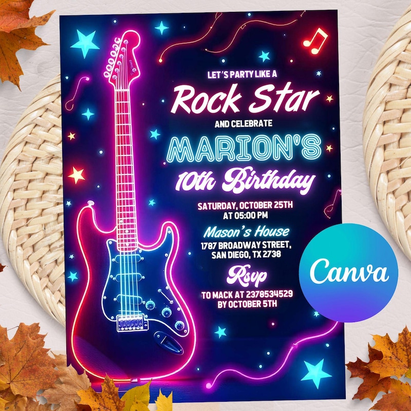Rock Star Invitation - Etsy