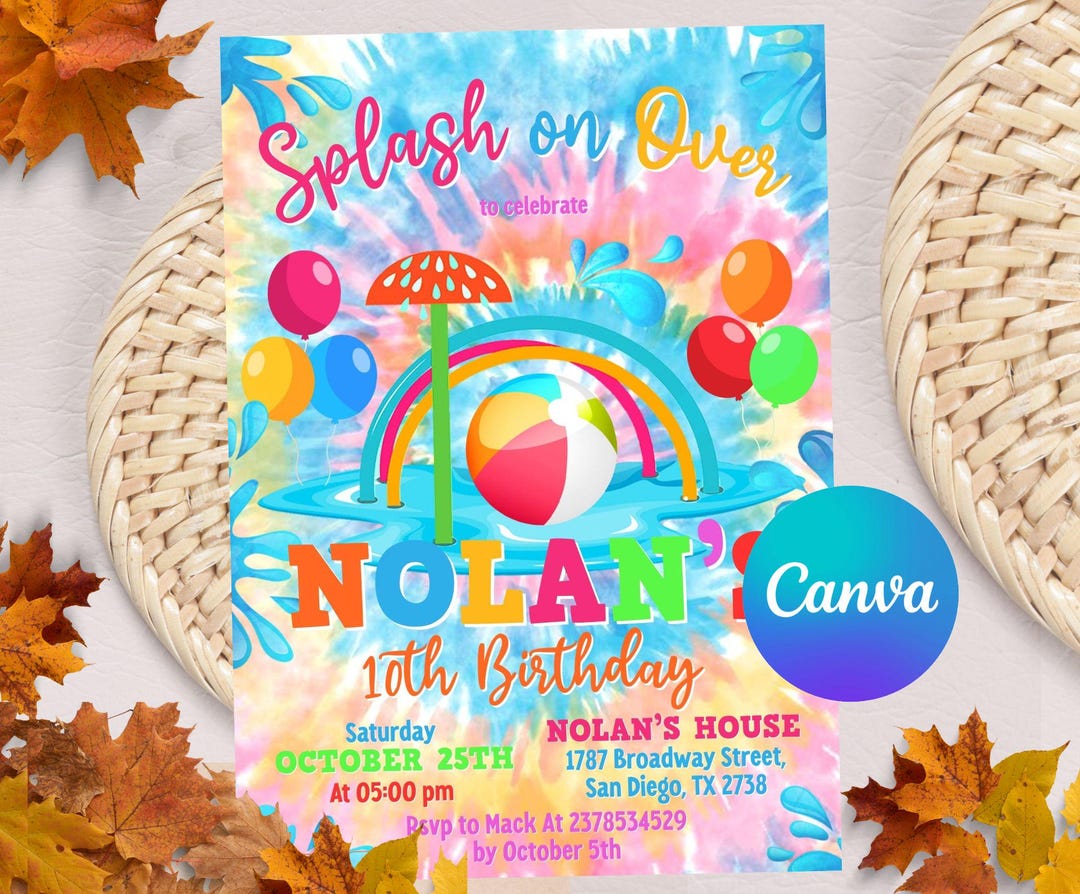 Splash Pad Party Invitation, Editable Splash Invitation, Water Park ...