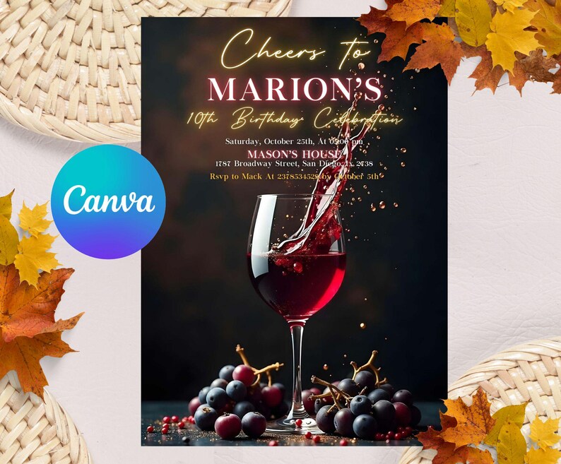 Editable Winery Invitation, Wine Birthday Invitation, Fine Like Wine ...