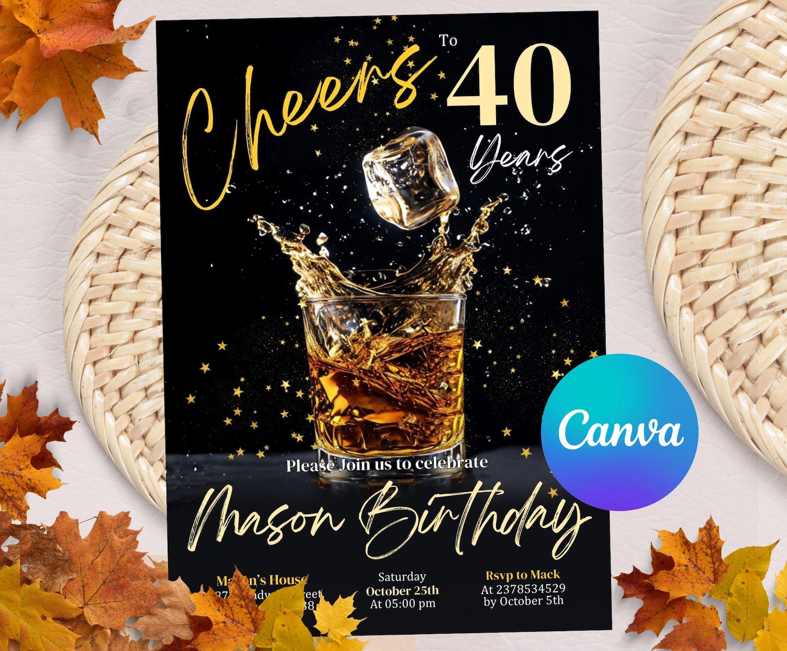 Whiskey Birthday Invitation, Surprise Party Adult, 30th 40th 50th Any ...