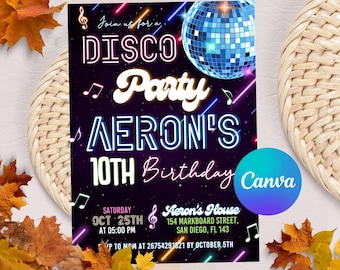 Disco Party Birthday Invitation, Disco Gender Neutral Invites, Dance ...