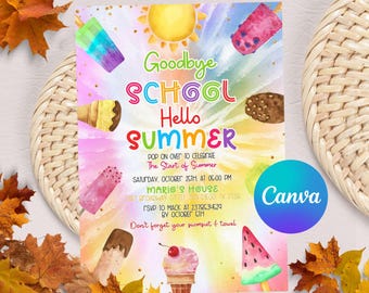 Popsicle End of School Party Invitation, Schools Out Pool Party Invite ...