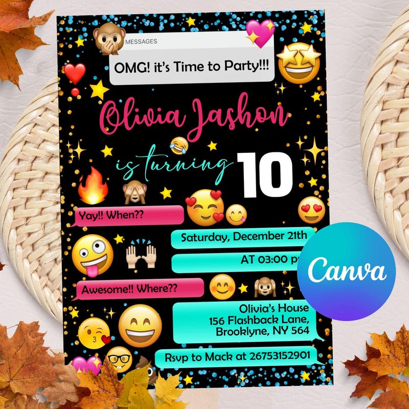 Emoji Invitation - Etsy