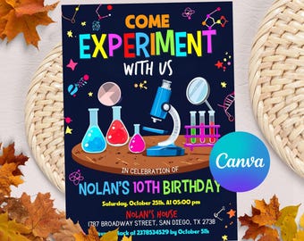EDITABLE Science Birthday Invitation, Girl Science Party Invitation ...