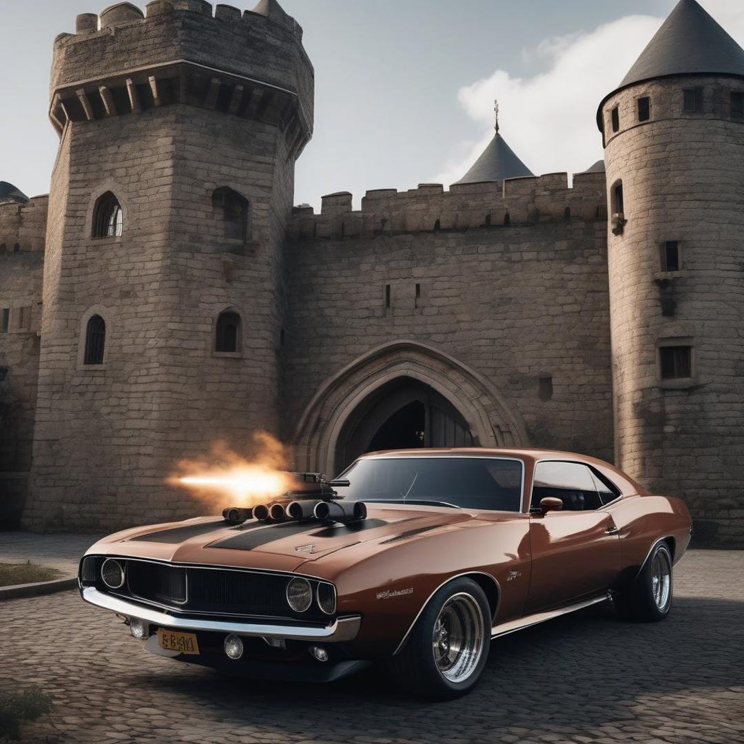 Muscle Car With Turrets Gun on Roof of Car Ai Art - Etsy