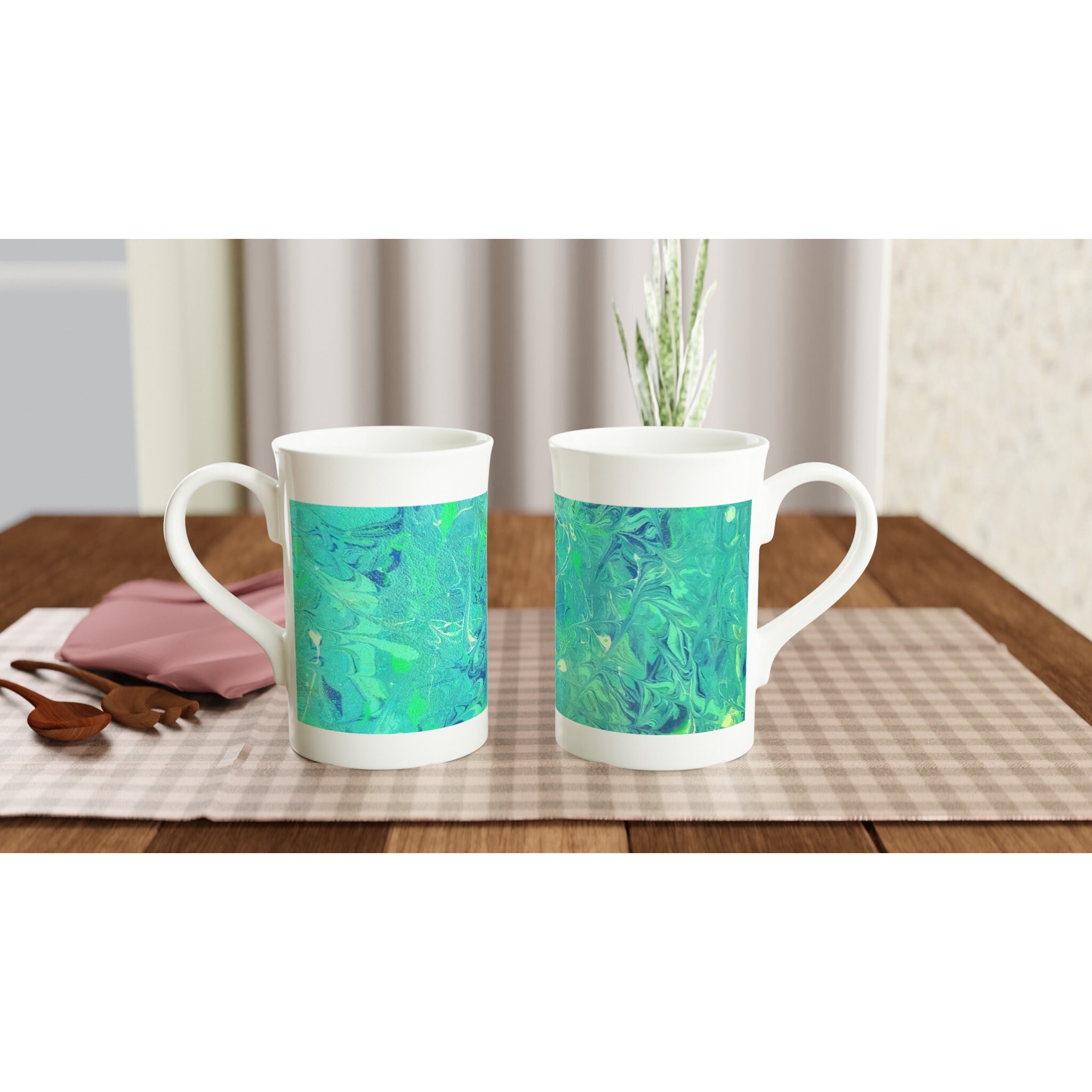 Colorful Green 10oz Porcelain Slim Mug - Etsy