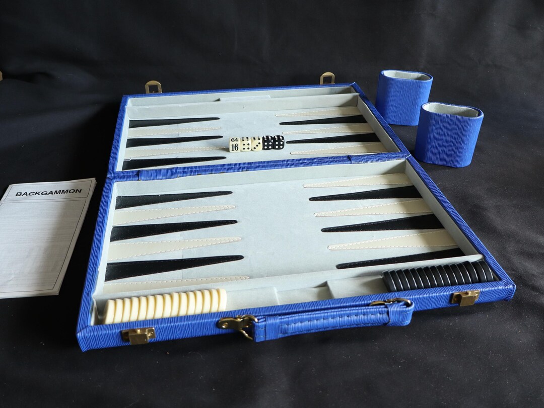 Deluxe Backgammon Set Complete, Beautiful Blue Case Including Original ...