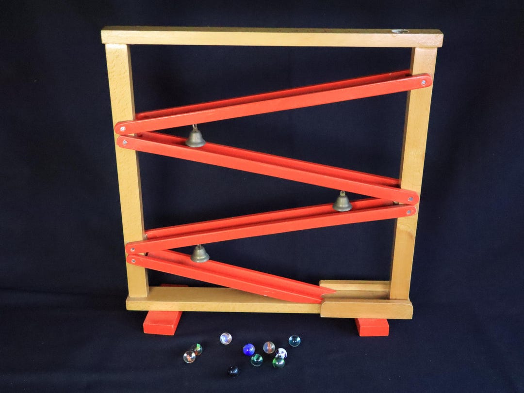 Marble Run Yodel Track Vintage, Including 10 Marbles, Old Wooden Toy ...