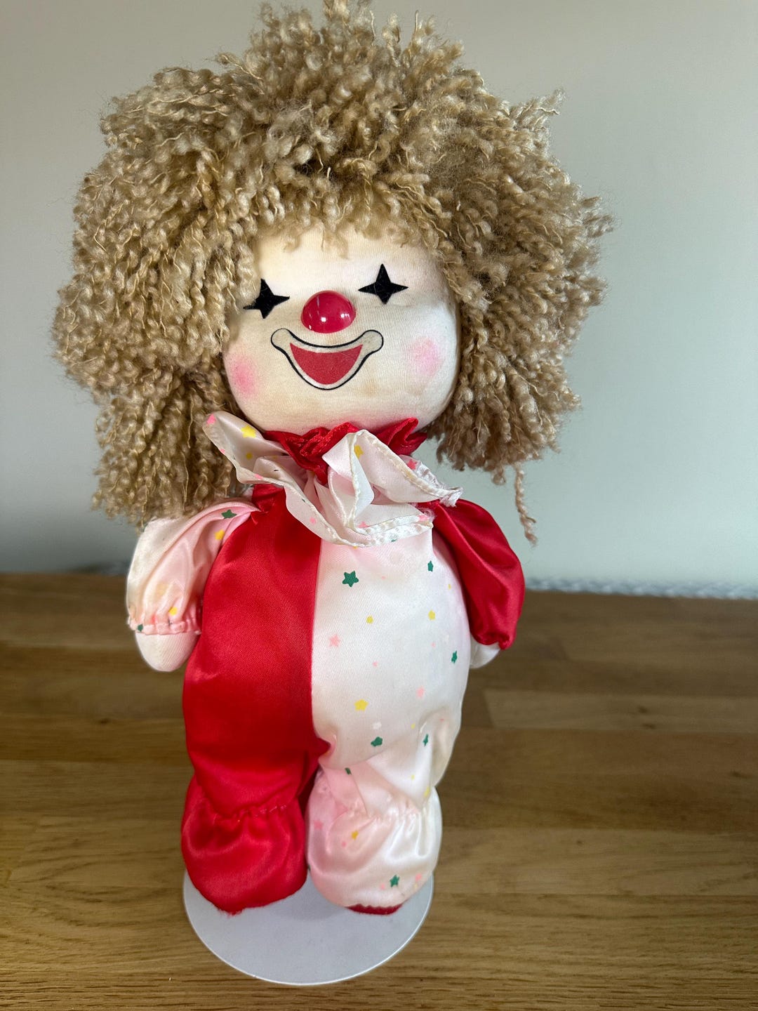 Vintage 1986 Vrolijke Rood Witte Clown Poter Musical Opwindbare Pop ...