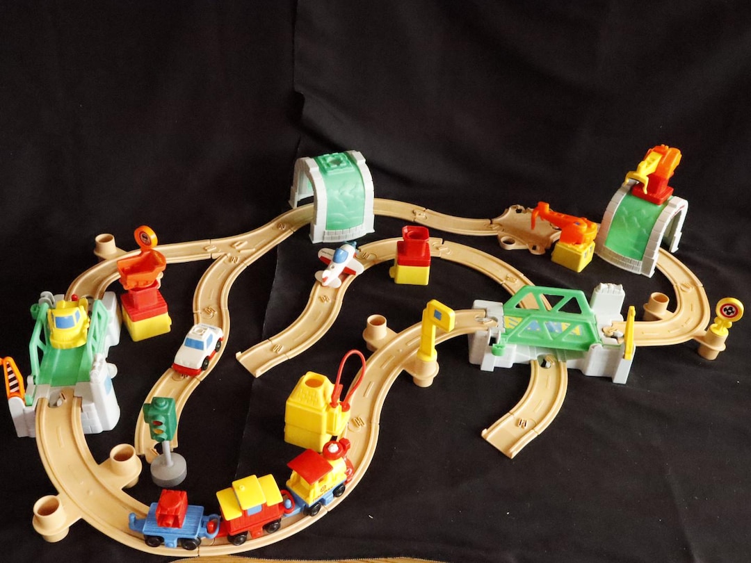 Flip-track Rail Road Fisher Price Train Car Railroad. Very Large Set ...