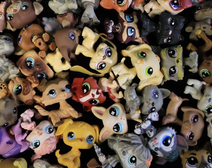 VTG RARE Authentic Littlest Pet Shop LPS #67 Grey Collie Dog, Blue Eyes ...