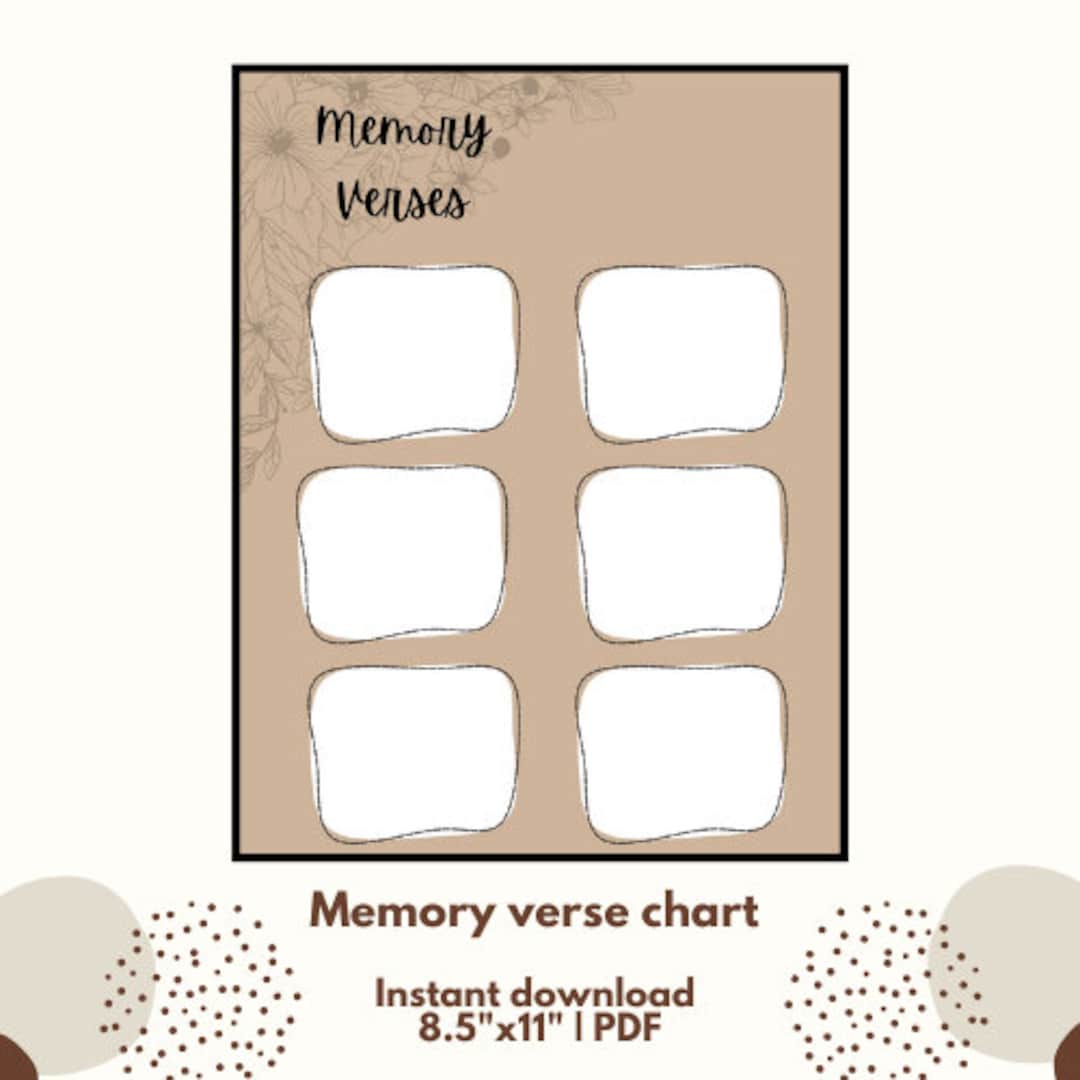 Memory Verses Chart DIGITAL DOWNLOAD - Etsy
