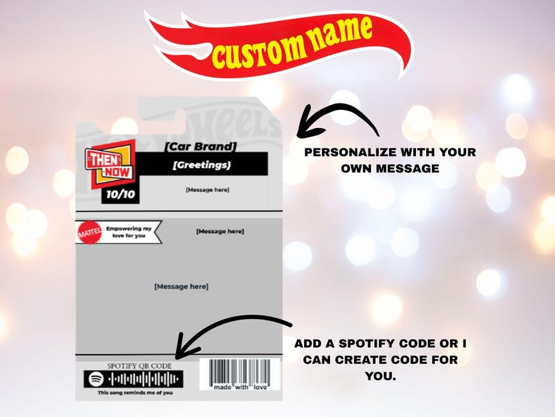 Personalized Hot Wheels Card With Custom Flame Logo (digital Download ...