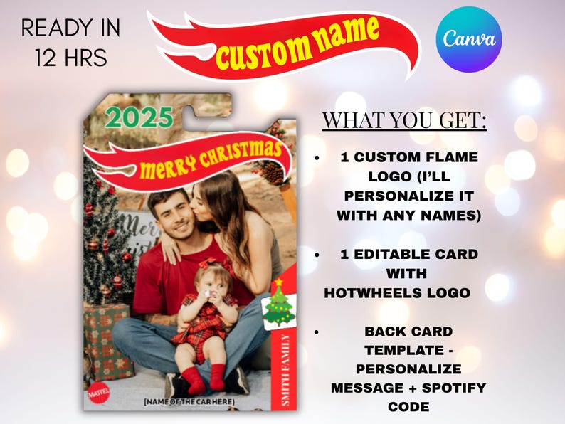 Personalized Hot Wheels Card With Custom Flame Logo (digital Download ...