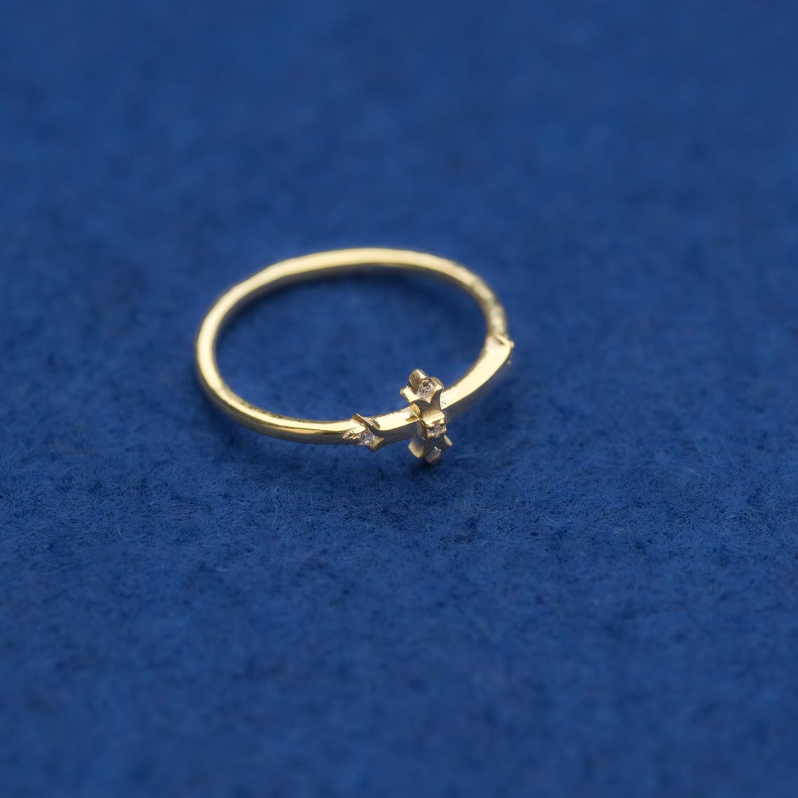 14k Cross Gold Diamond Ring / Elegant Gold Cross Ring / Religious Gold ...