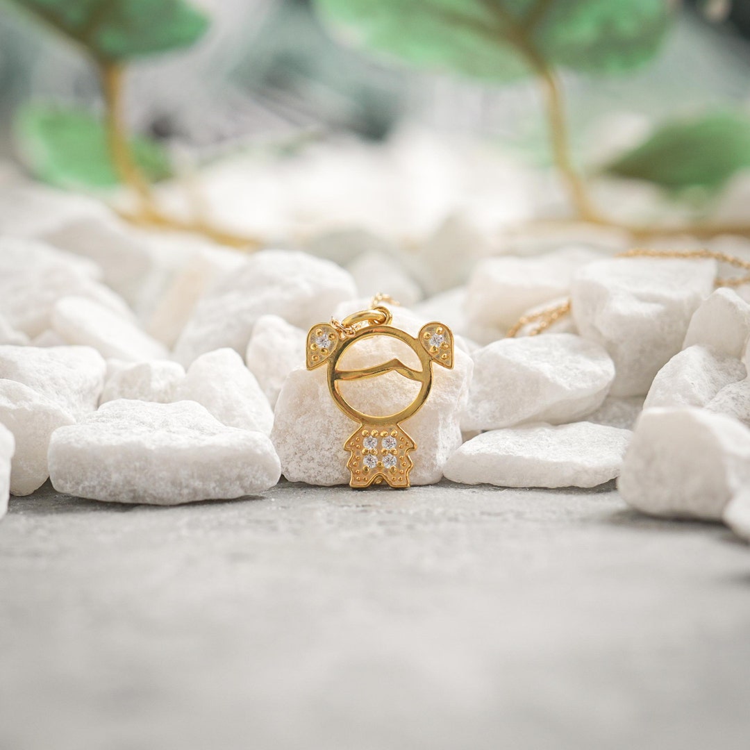14k Solid Gold Little Girl Necklace /gold Diamond Princess Necklace for ...