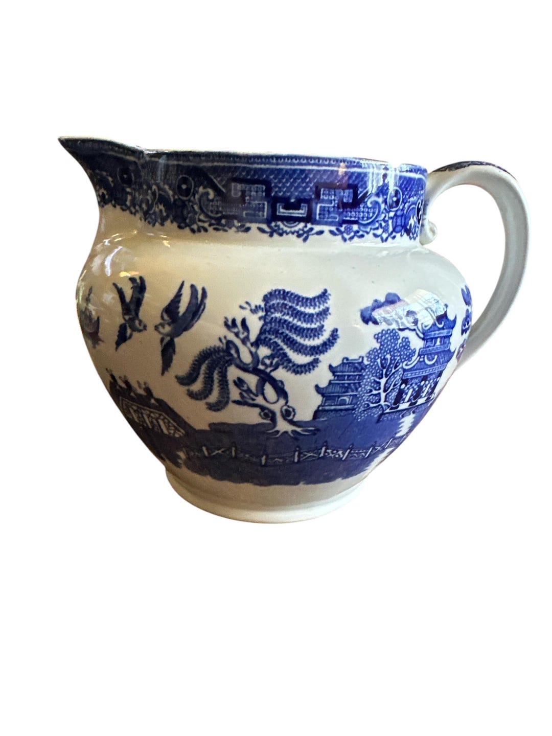 Vintage Adams and Sons Large Blue Willow Pitcher - Etsy