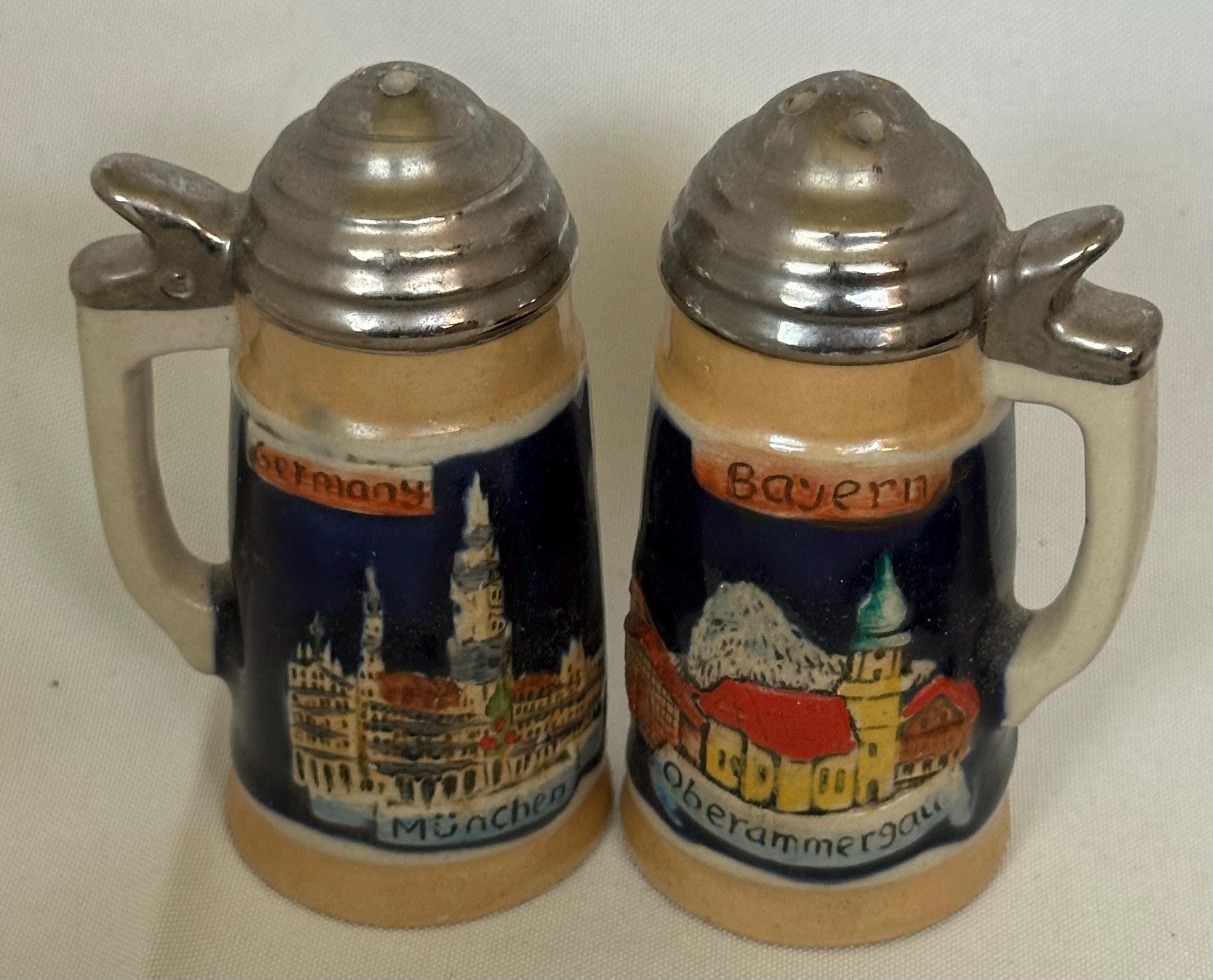 Vintage Porcelain German Stein Salt and Pepper Shakers Munchen 1980s - Etsy