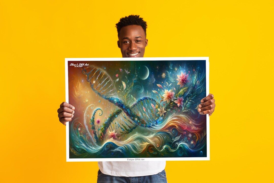 Personalized DNA Art With Floral Design Unique Wall Decor, Perfect Gift ...