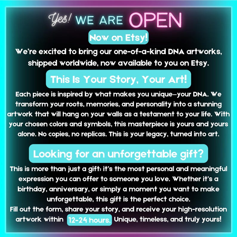 Custom DNA Art for Birthdays Personalized Symbols and Themes, Unique ...