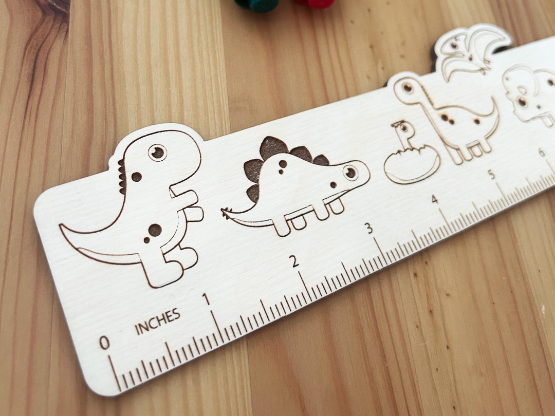 Personalized Wooden Ruler With Cute Dinosaurs Design, Custom Engraved ...