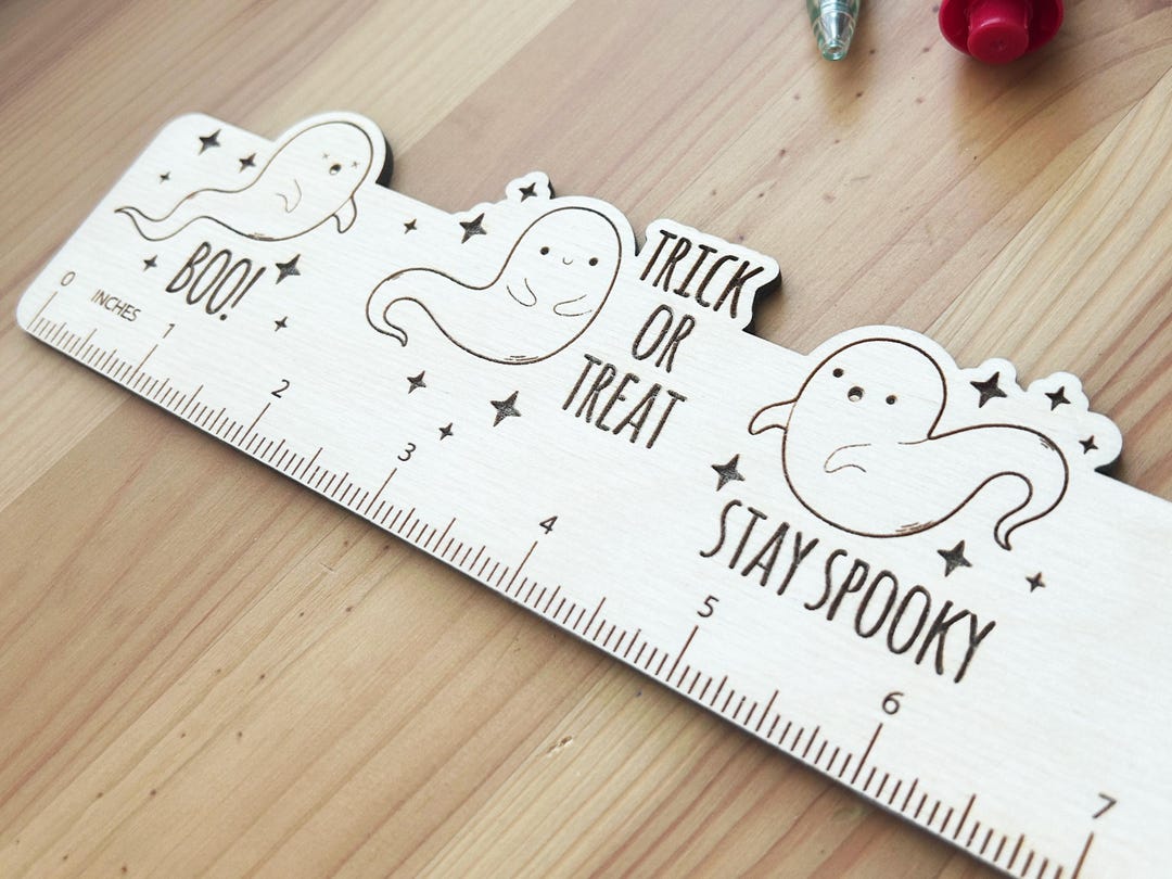 Cute Ghosts Ruler, Engrave Your Name, Personalized Halloween Theme, 12 ...