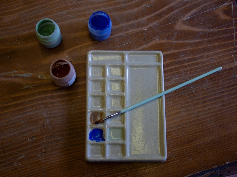 Handmade Ceramic Paint Palette Set – Ceramic Watercolor Palette ...