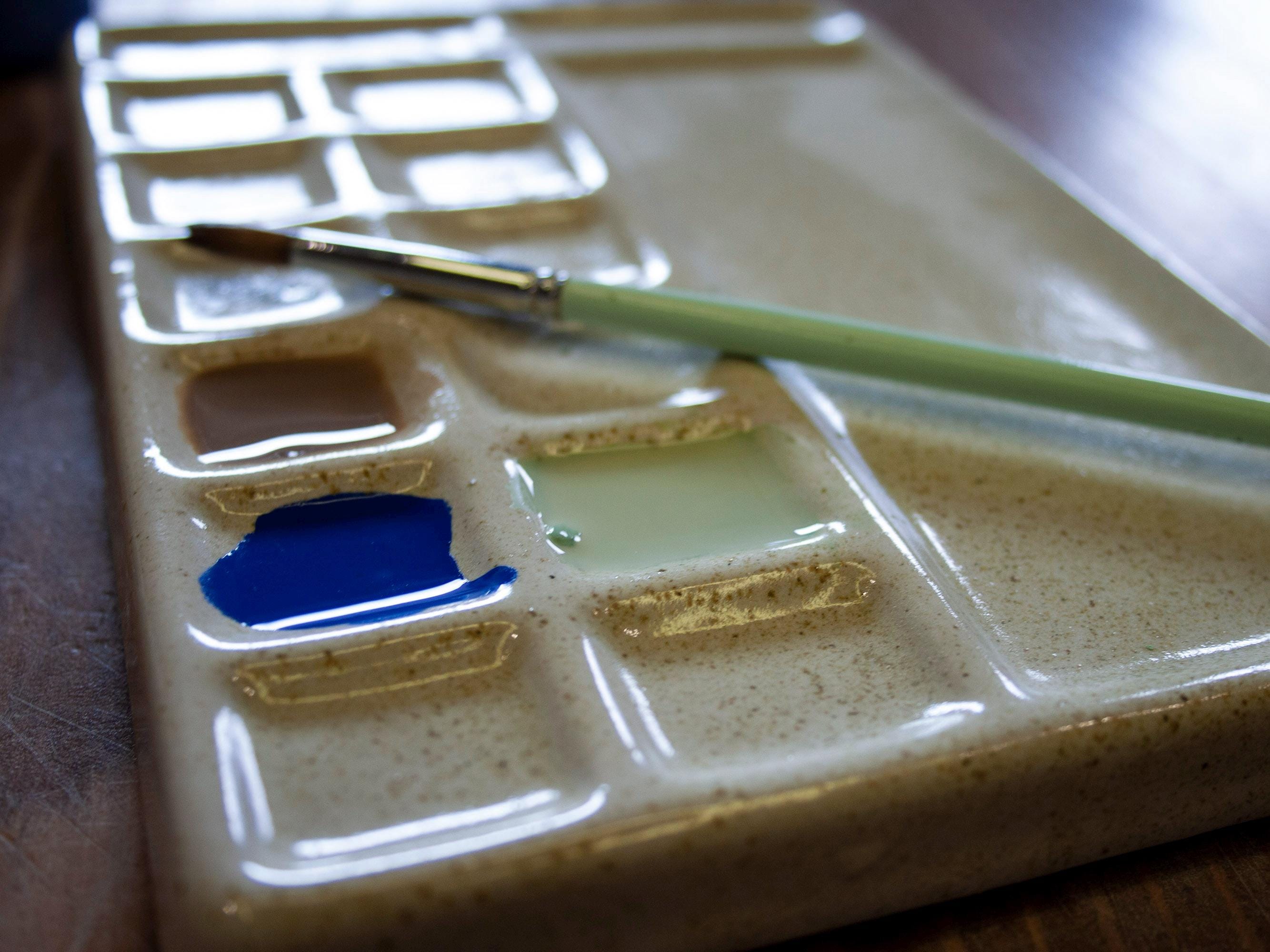 Handmade Ceramic Paint Palette Set – Ceramic Watercolor Palette ...