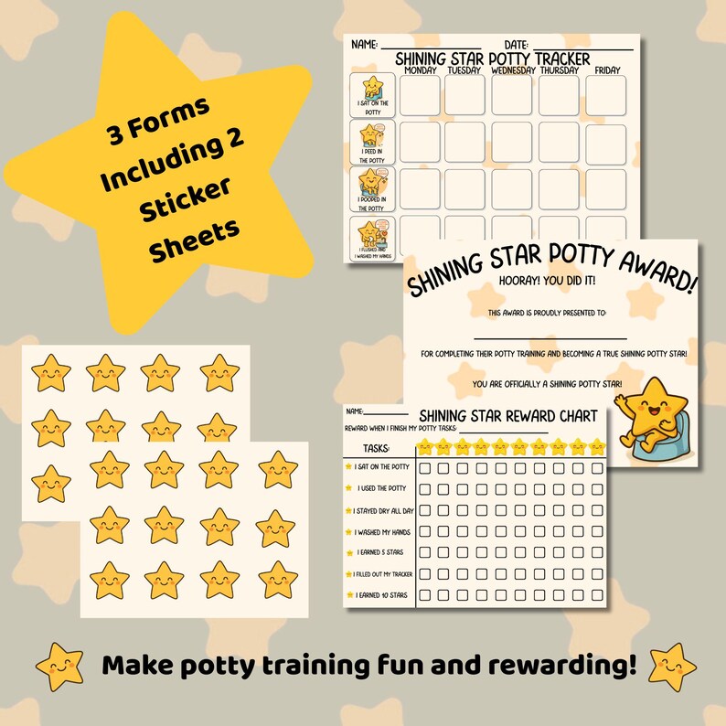 Shining Star Potty Training Bundle – Tracker, Reward Chart ...
