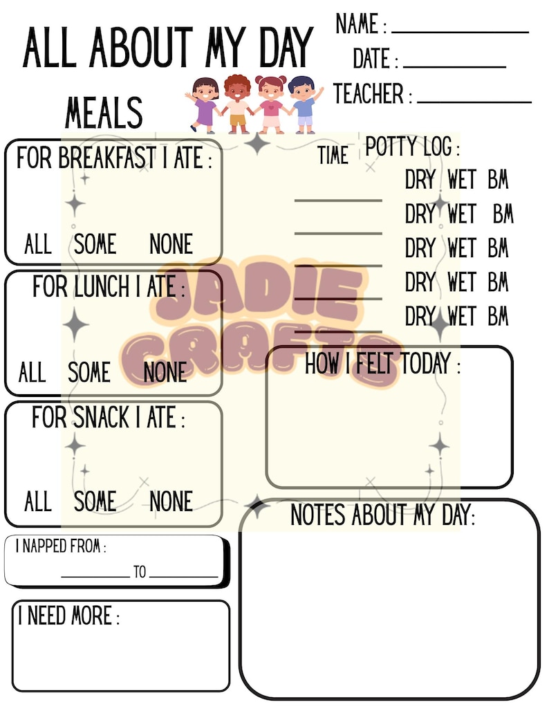 Daycare Daily Report | Infant Daily Log | Printable Tracker - Etsy