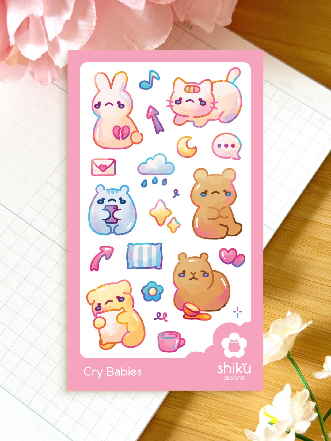 Cry Babies Sticker Sheet Transparent Vinyl, UV Resistant and Water ...