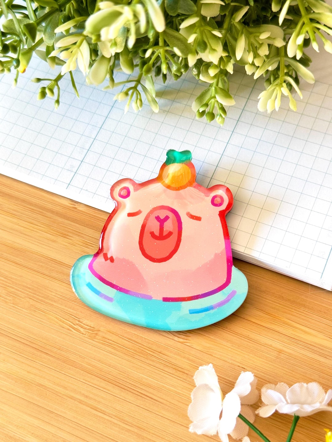 Capybara Magnet Acrylic Glitter Epoxy Resin Cute Animals Pets Fridge ...
