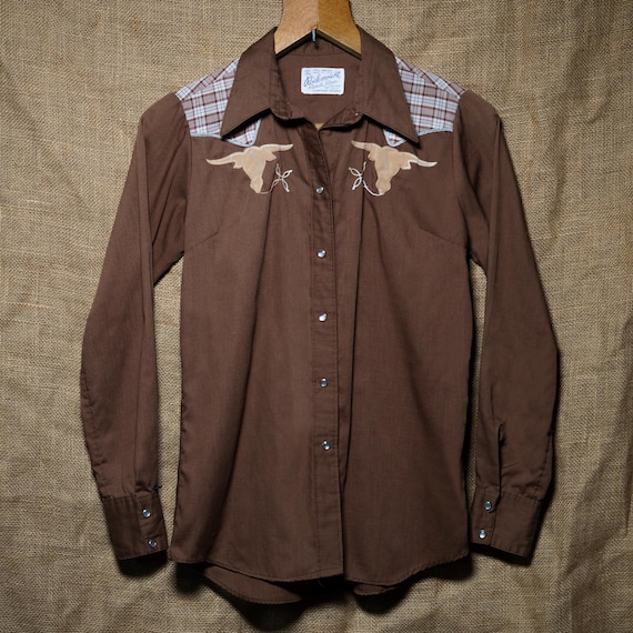 1970s Vintage Rockmount Ranchwear Brown Western Shirt… - Gem