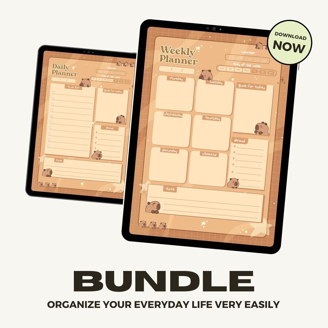 Daily Weekly Planner Bundle Printable Digital Organizers Productivity ...