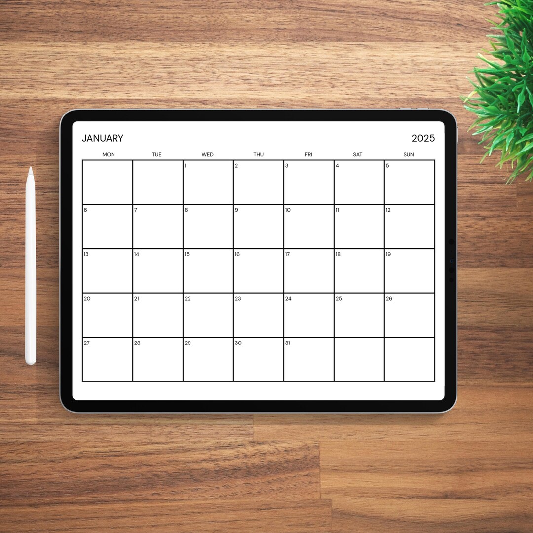 2025 Monthly Digital Calendar – A4 PDF Minimalist Planner | Landscape ...
