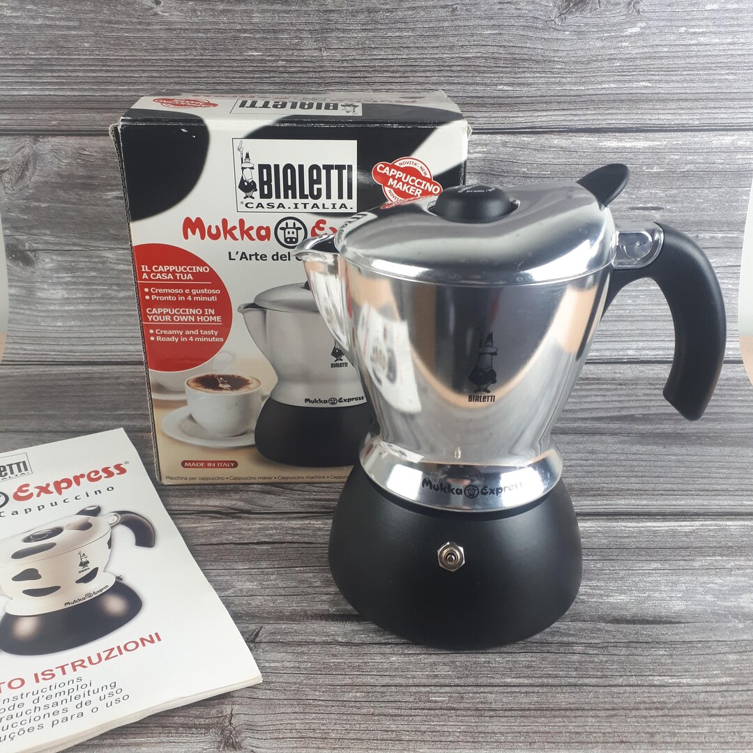 Rare Bialetti Mukka Express Aluminum Cappuccino Coffee Maker With Box ...