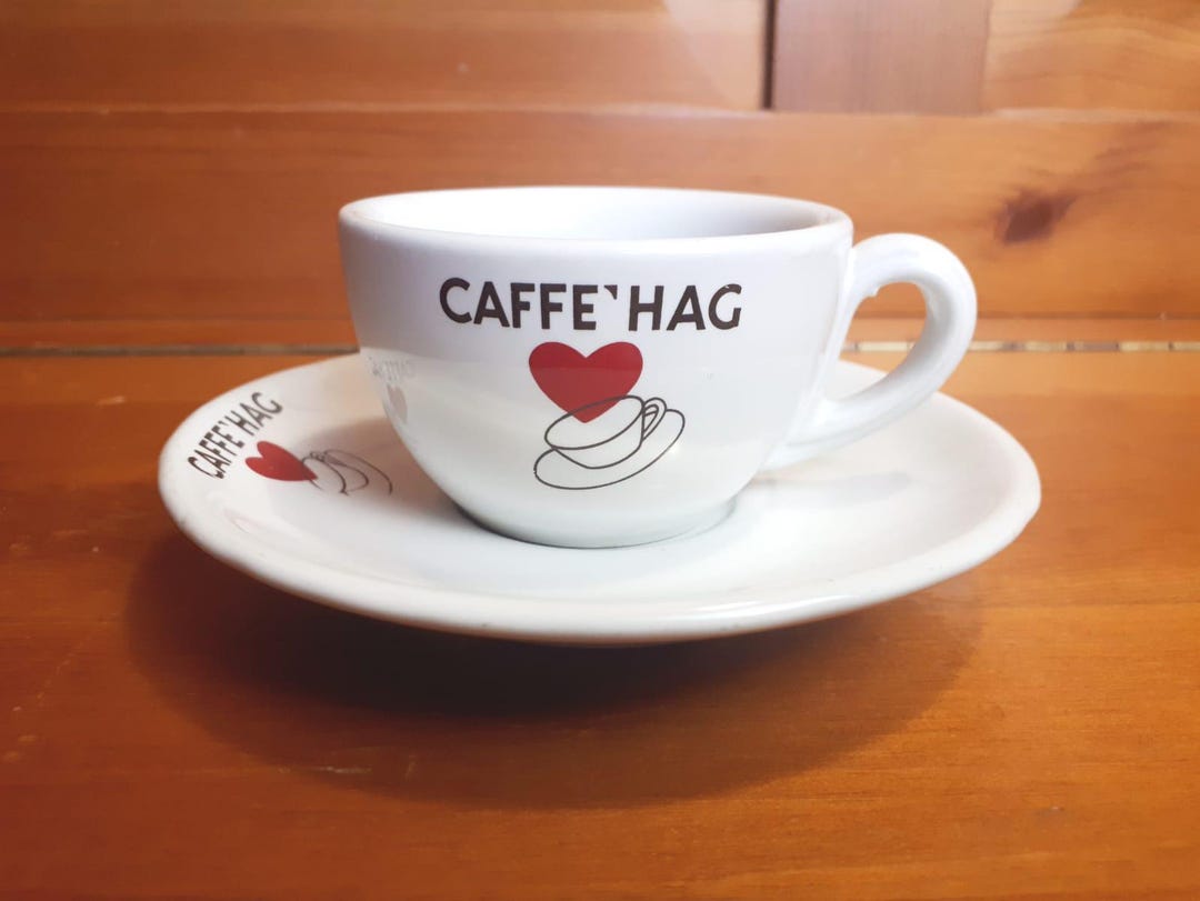 HAG Vintage Coffee Cup With Saucer Advertising Porcelain Retro Bar ...