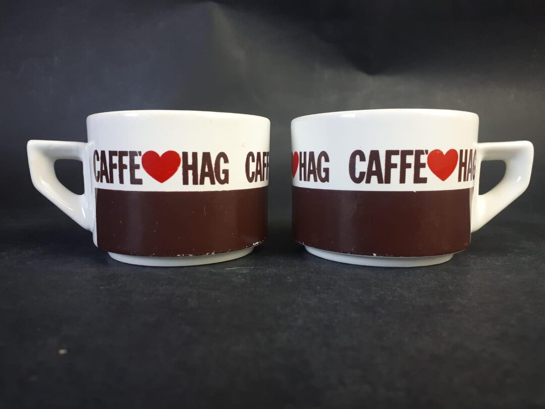 Rare Vintage Caffè Hag Cups, Original From the 1980s in Porcelain, Set ...