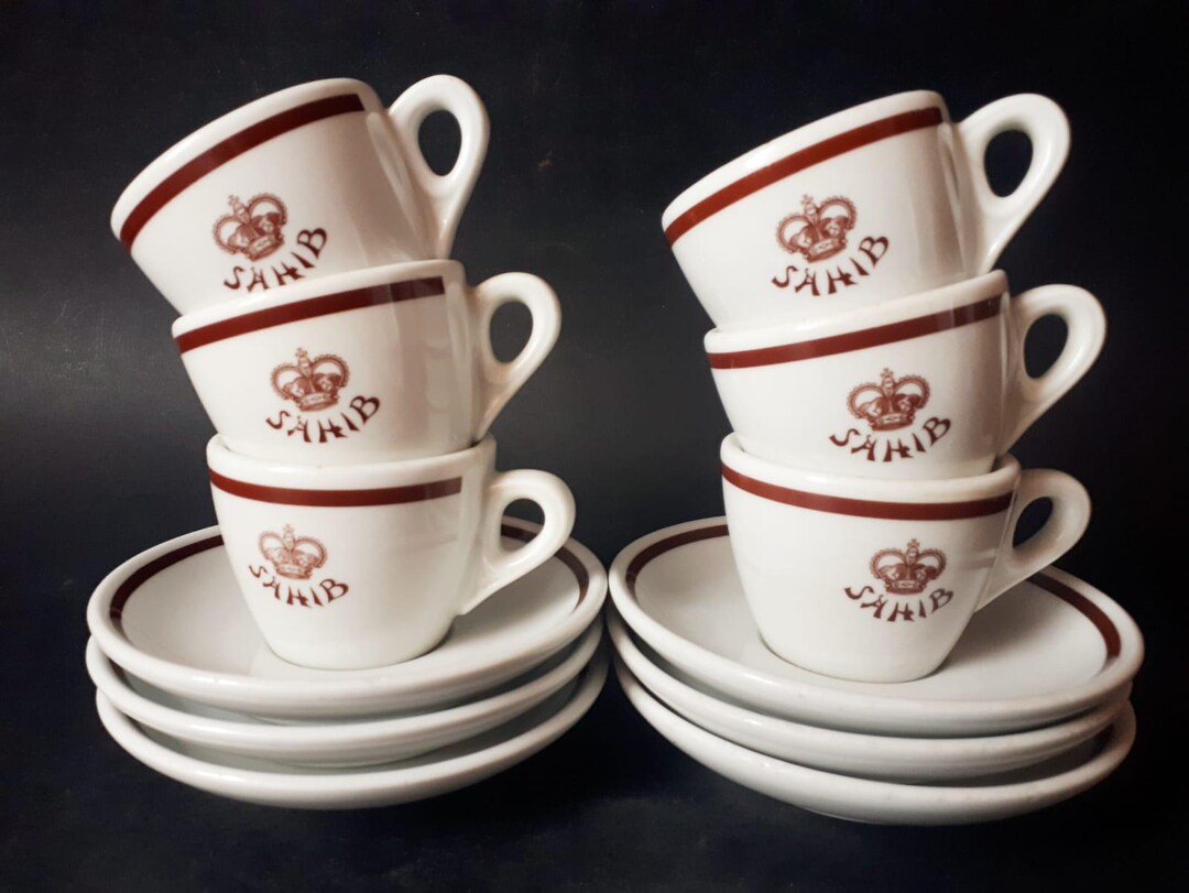 Set of 6 SAHIB Coffee Cups With Saucers in Richard Ginori Bar Porcelain ...