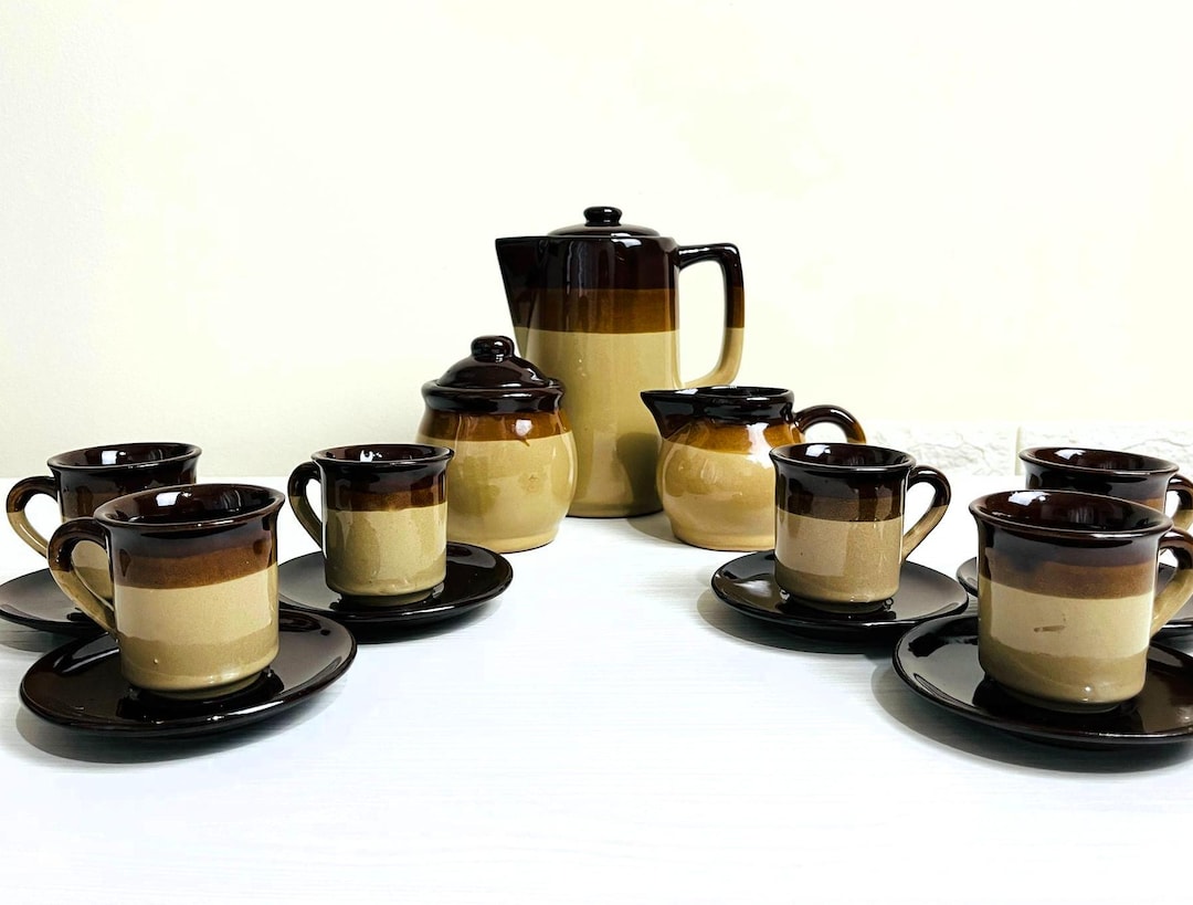 Complete Set Coffee Maker 6 Cups Sugar Bowl Milk Jug Vintage 70s Coffee ...